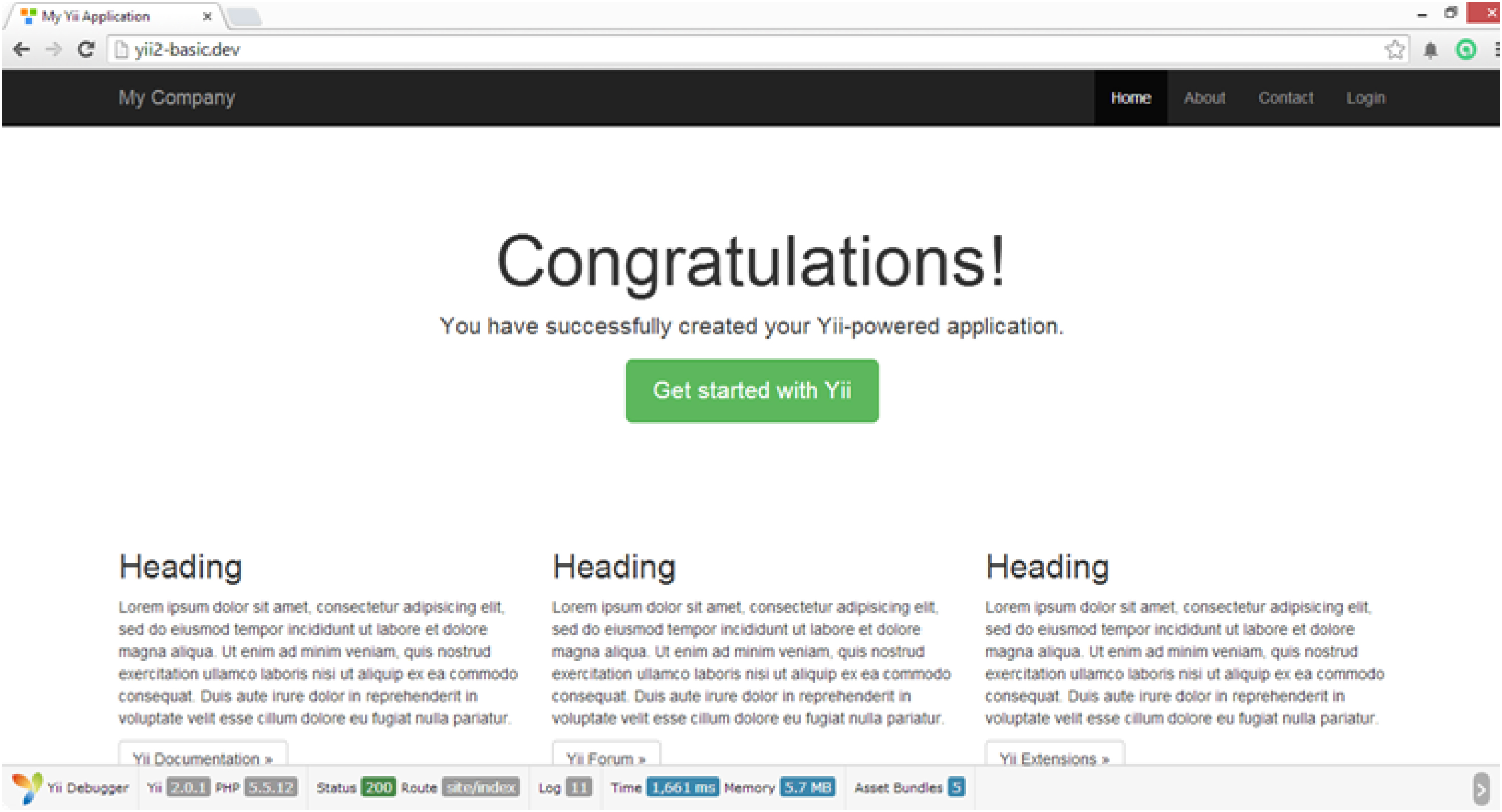 การสร้าง Virtual Host สำหรับ Yii2 Basic Application Template